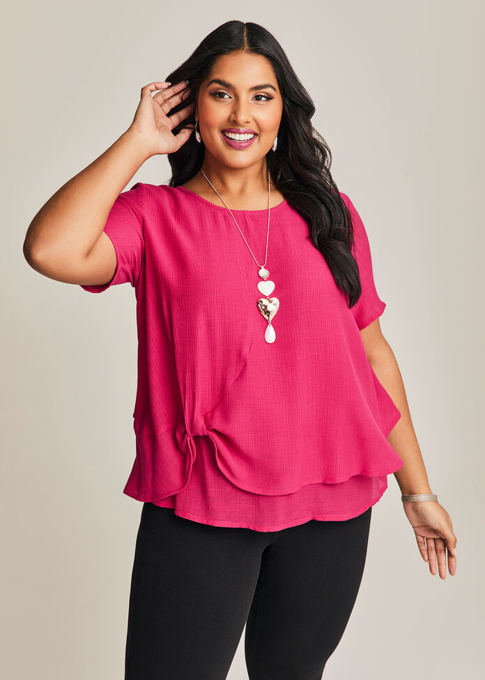 Plus Size Women's Pink Knot Front Top | Taking Shape AU