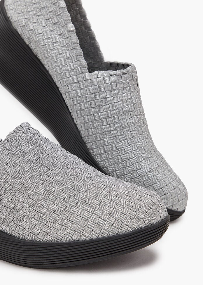 Shop Silver Woven Stretch Wedge | Comfortable Shoes | Taking Shape AU