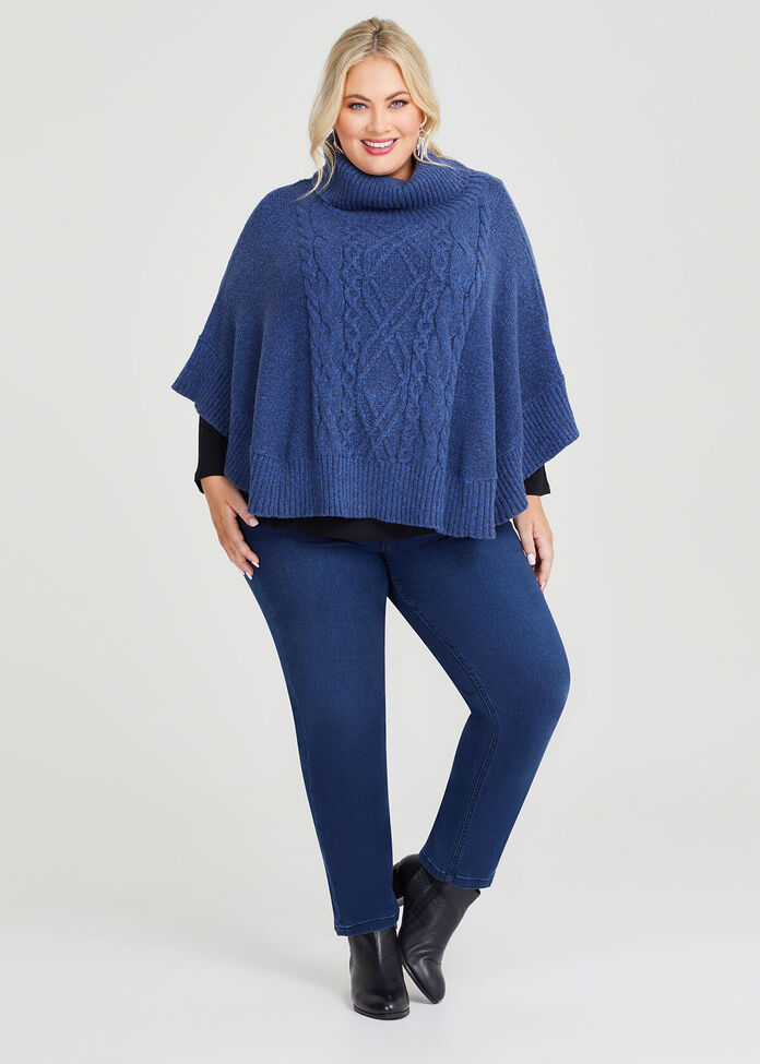 Shop Cowl Neck Cable Poncho in Blue | Accessories | Taking Shape NZ