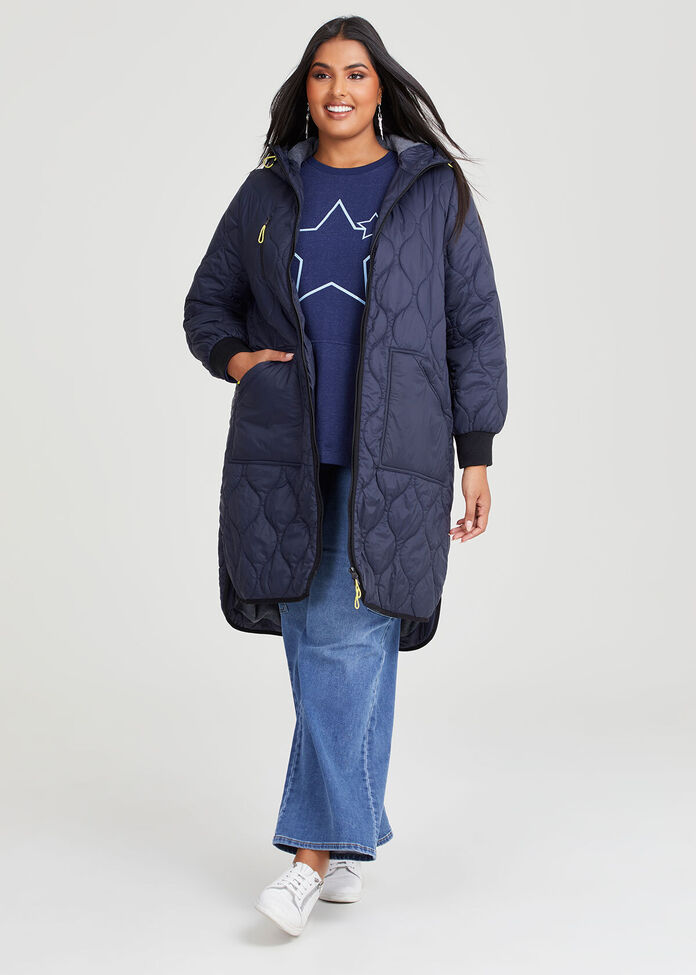Shop Plus Size Quilted Puffer Jacket, Blue | Taking Shape AU