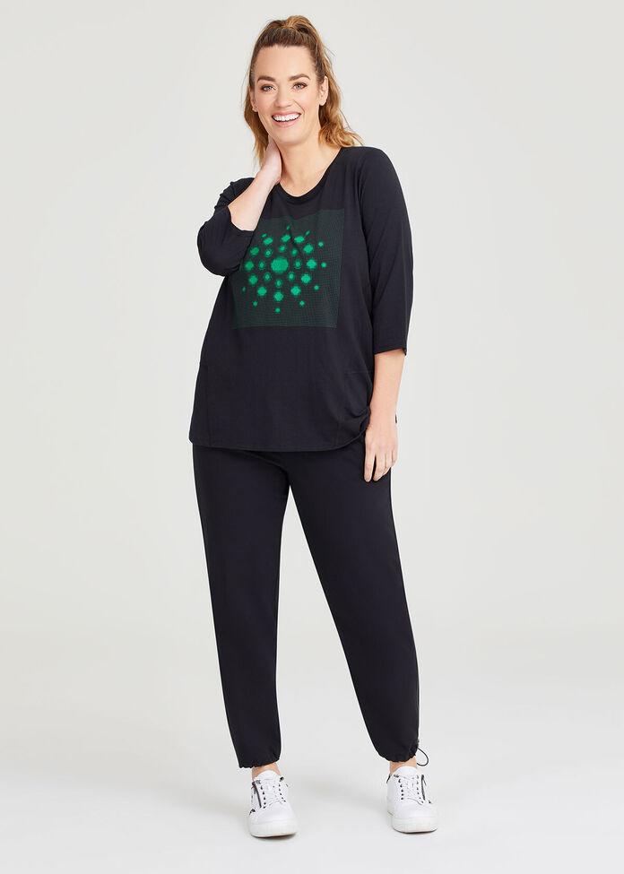 Shop Plus Size Active Cotton Graphic Print Top, Black | Taking Shape AU