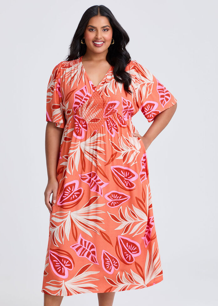 Shop Plus Size Natural Carrie Foliage Dress, Multi | Taking Shape NZ