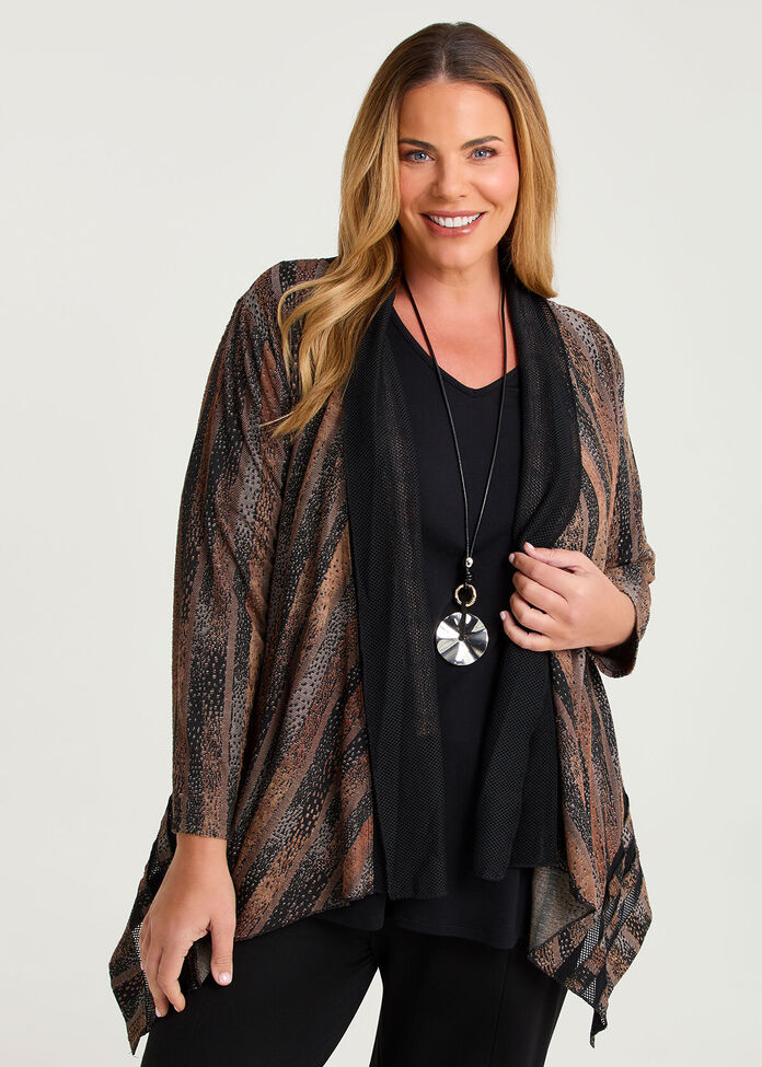 Shop Plus Size Mesh Trim Burnout Cardigan, Brown | Taking Shape AU