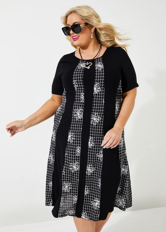 Shop Plus Size Natural Check Floral Dress, Multi | Taking Shape AU
