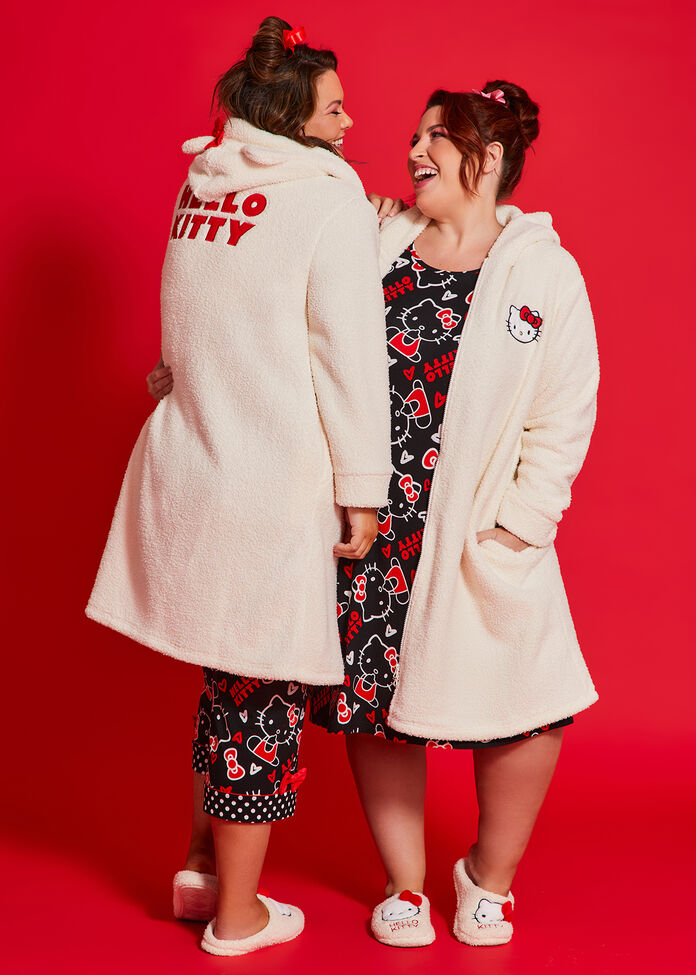 Shop Plus Size Hello Kitty Dressing Gown, White | Taking Shape AU