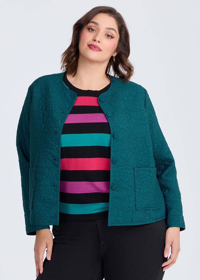 Shop Plus Size Embossed Floral Jacket, Green | Taking Shape NZ