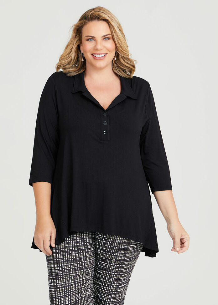 Shop Plus Size Swing Bamboo Collar Top, Black | Taking Shape AU
