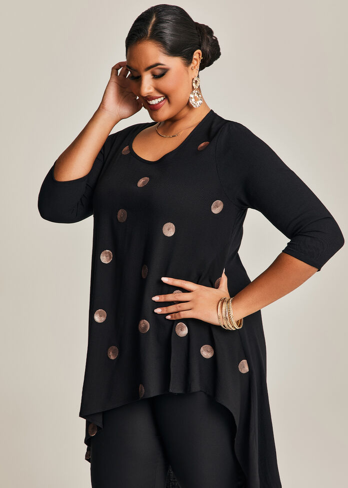 Shop Plus Size Sequin Spot Natural Tunic, Black | Taking Shape AU