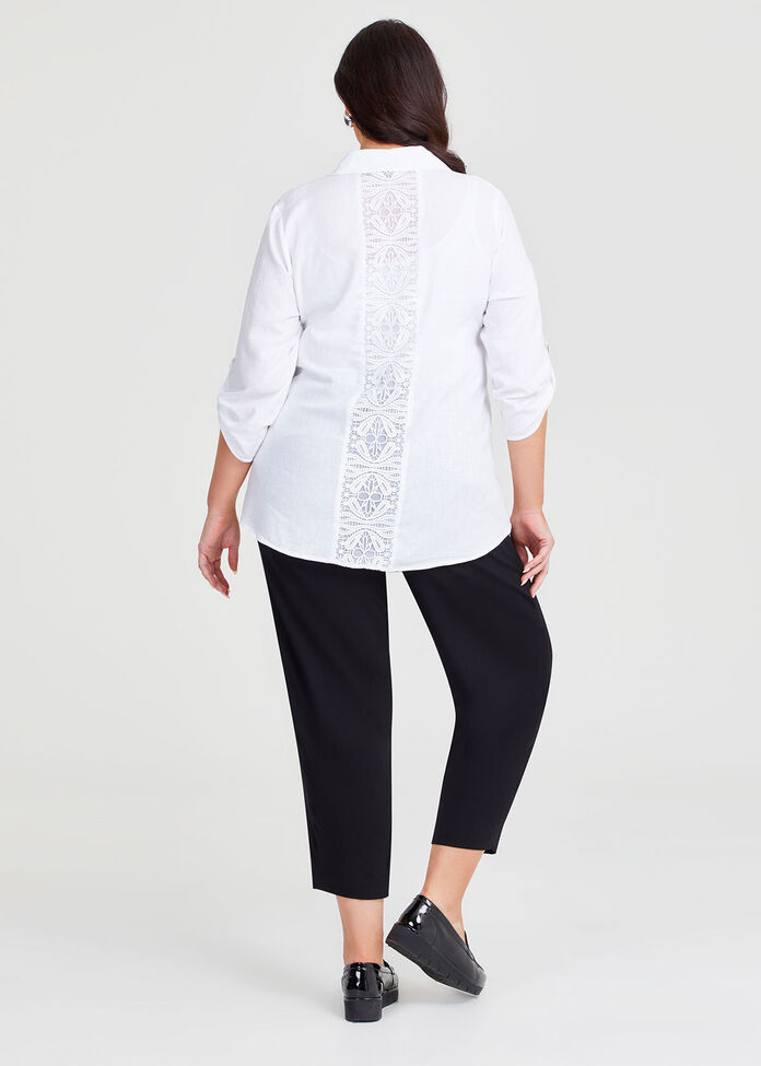 Shop Plus Size Linen Bamboo Lace Back Shirt, White | Taking Shape AU