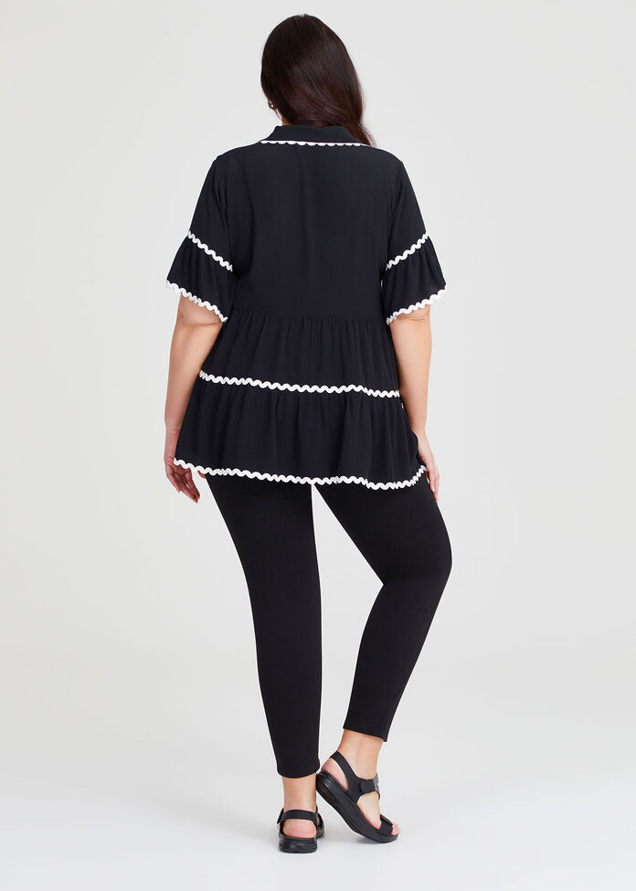 Shop Plus Size Natural Ric Rac Trim Top, Black | Taking Shape NZ