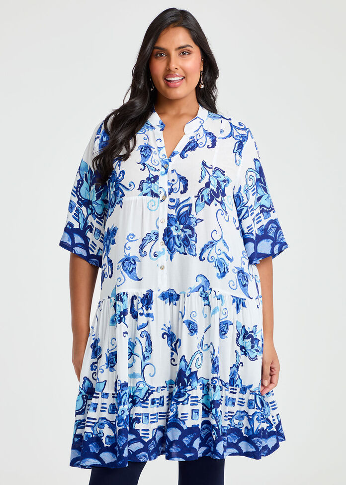 Shop Plus Size Natural Blue Muse Tunic, Multi | Taking Shape NZ