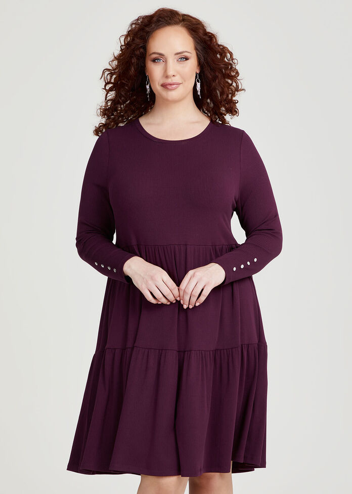Shop Plus Size Natural Mini Rib Tiered Dress in Red | Taking Shape AU