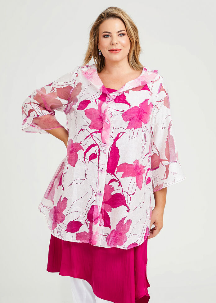 Shop Plus Size Floral Print Burnout Jacket, Multi | Taking Shape AU