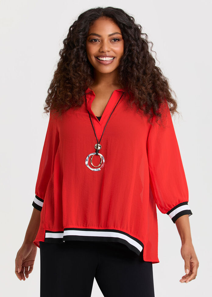 Shop Plus Size Chiffon Carrie Collar Top, Red | Taking Shape AU