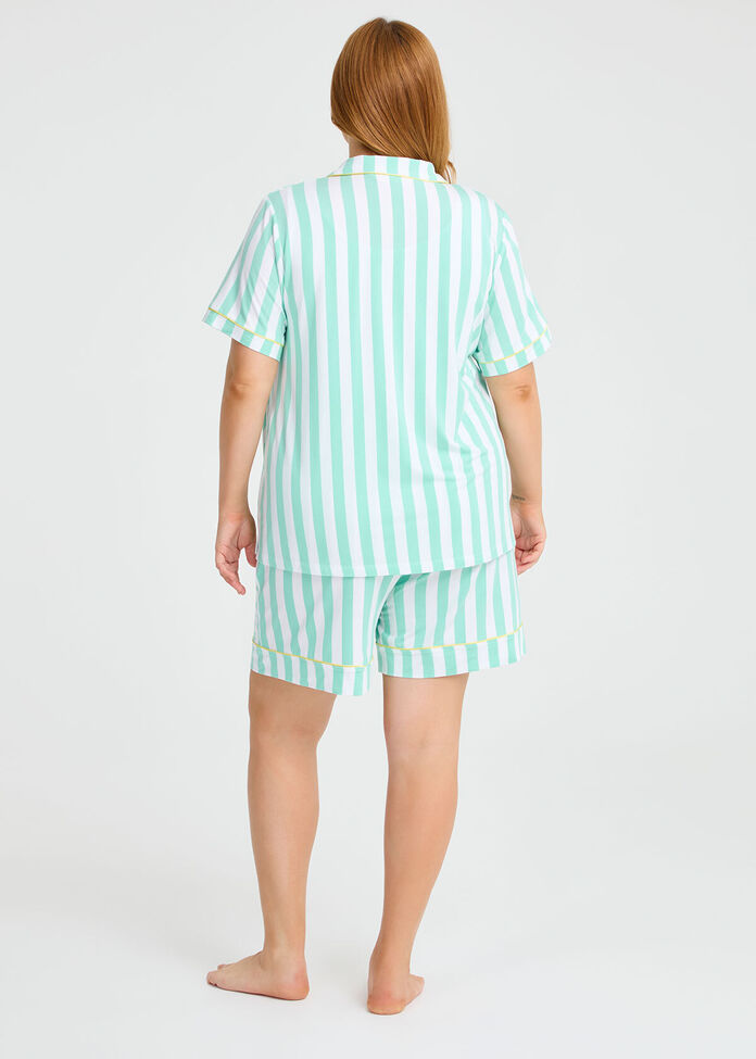 Shop Plus Size Modal Stripe Button Pyjama Top, Blue | Taking Shape AU