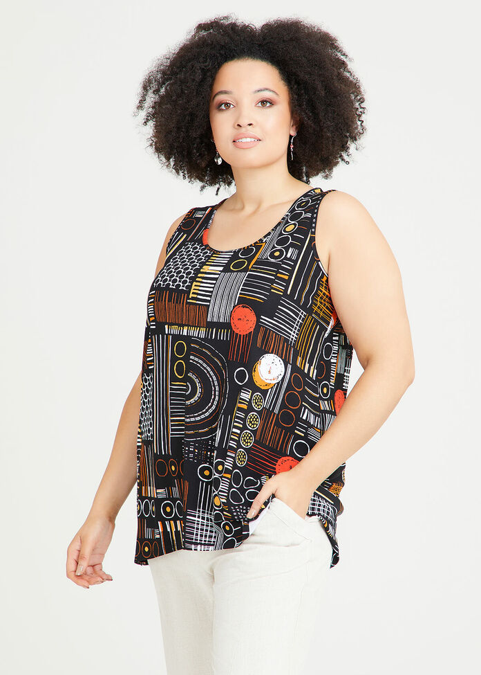 Shop Plus Size Circle Print Natural Tank, Black | Taking Shape AU
