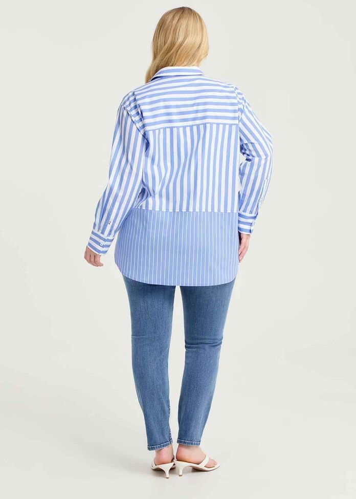 Shop Plus Size Cotton Mix Stripe Shirt, Stripes | Taking Shape NZ
