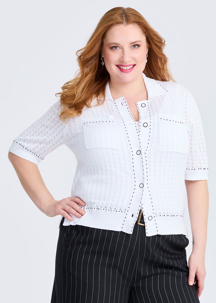 Shop Plus Size Eleni Textured Knit Top, White | Taking Shape NZ