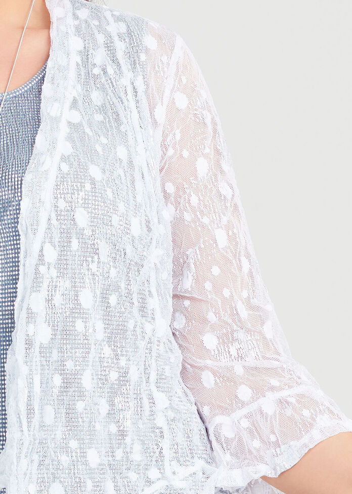 Shop Plus Size Foil Spot Mesh Cardigan, White | Taking Shape AU