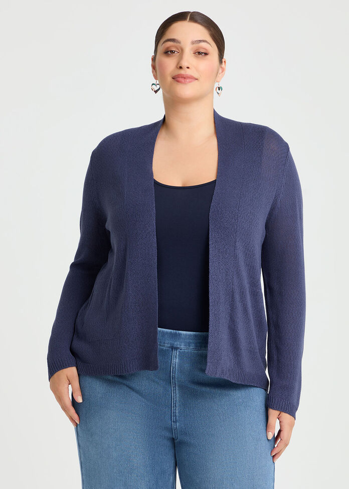 Shop Plus Size Open Knit Cardigan, Blue | Taking Shape NZ