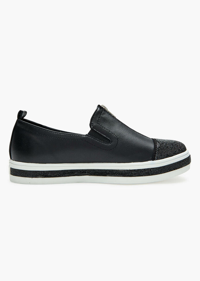 Shop Black Diamante Front Zip Loafer | Comfortable Shoes | Taking Shape AU