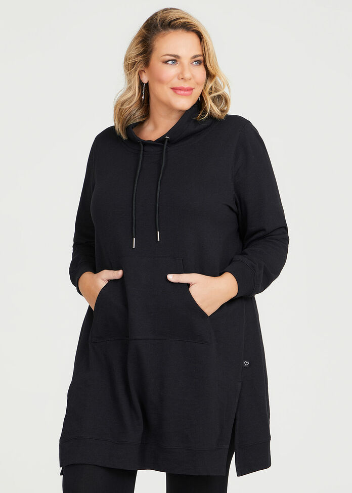 Shop Plus Size Cowl Pocket Sweat Dress, Black | Taking Shape AU