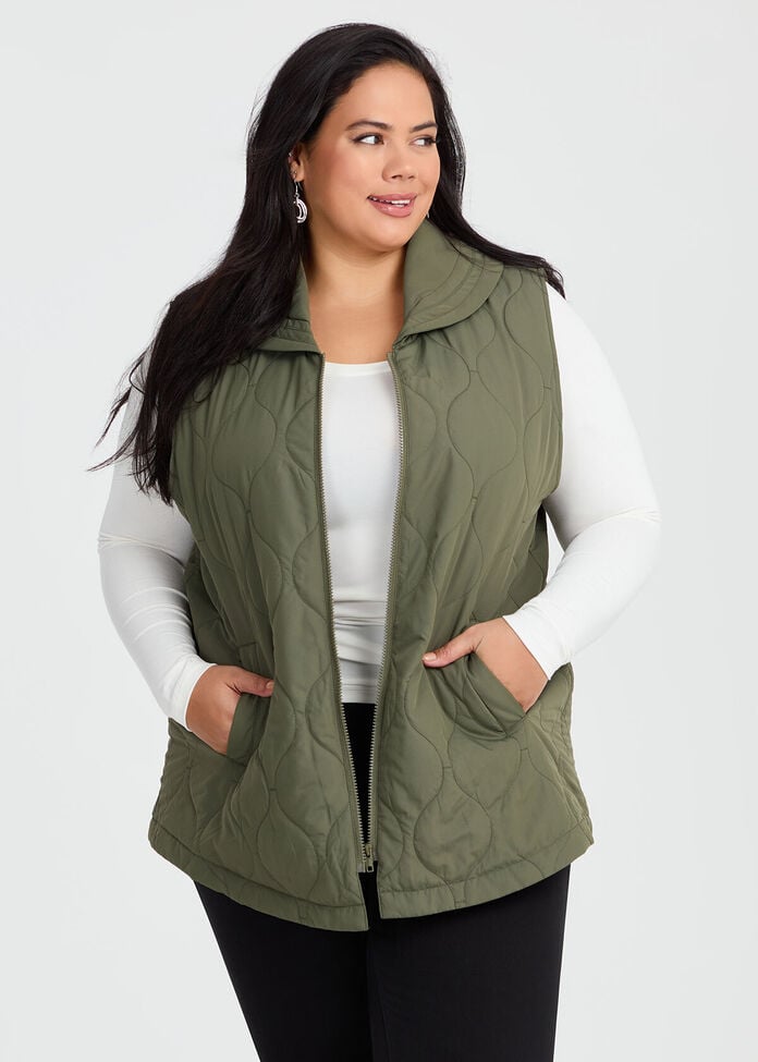 Shop Plus Size Puffer Vest, Green | Taking Shape AU
