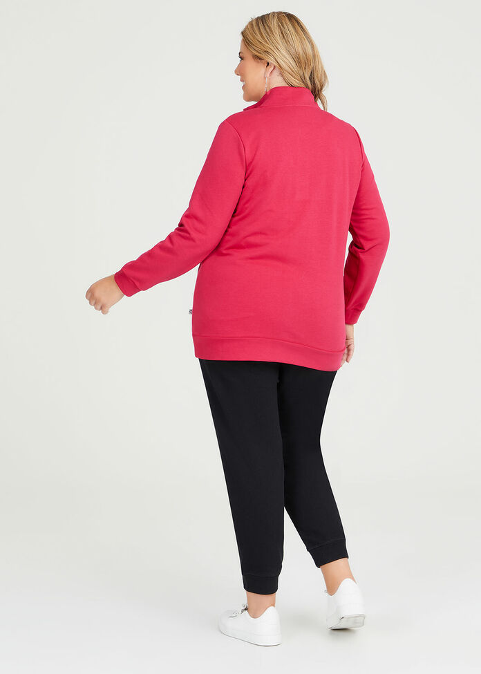 Shop Plus Size Button Funnel Neck Sweat, Red | Taking Shape AU