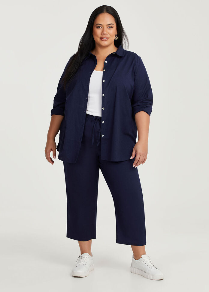 Shop Plus Size Cotton Linen Essential Shirt, Navy | Taking Shape AU