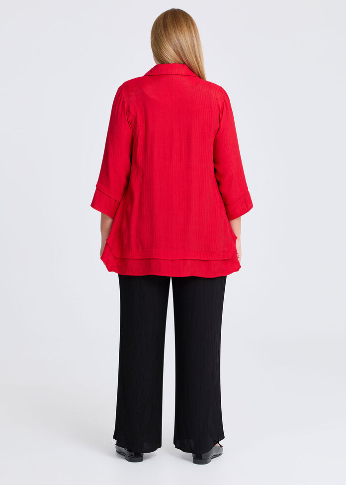 Shop Plus Size Crinkle Crush Natural Shirt, Red | Taking Shape NZ