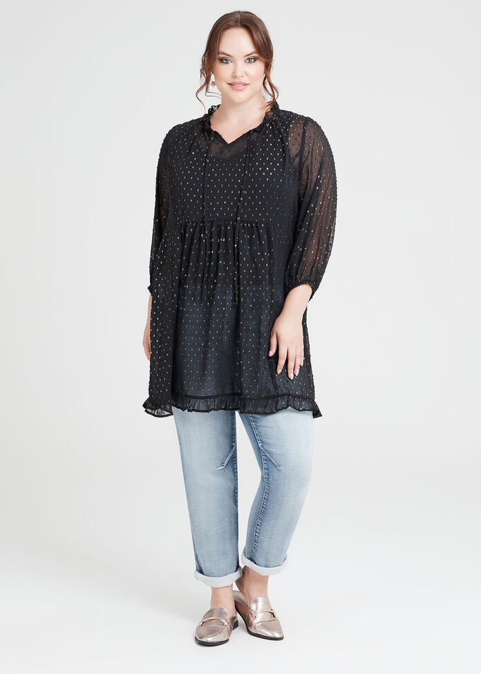 Shop Plus Size Lexi Gold Spot Tunic in Black | Taking Shape UK