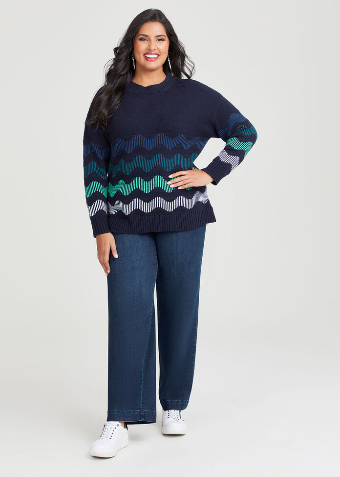 Shop Plus Size Waves Stripe Jumper, Blue | Taking Shape AU