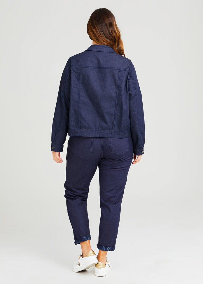 Shop Plus Size Reversible Printed Denim Jacket, Multi | Taking Shape AU