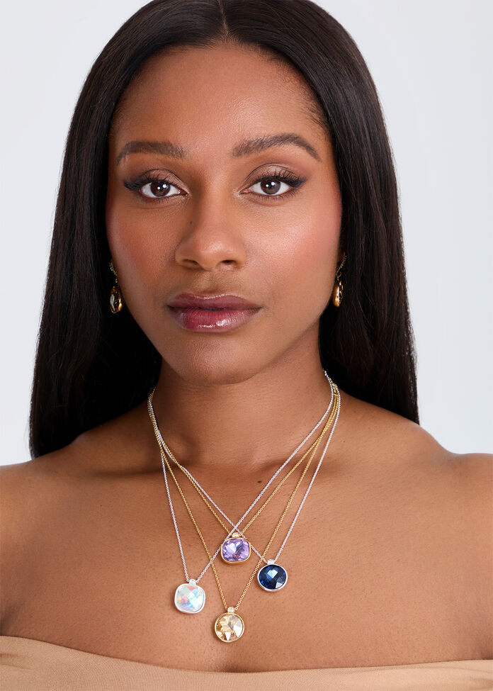 Shop Square Jewel Drop Necklace in Purple | Accessories | Taking Shape AU