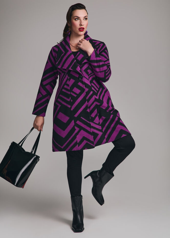 Shop Plus Size Deco Brushed Knit Coat, Purple | Taking Shape AU