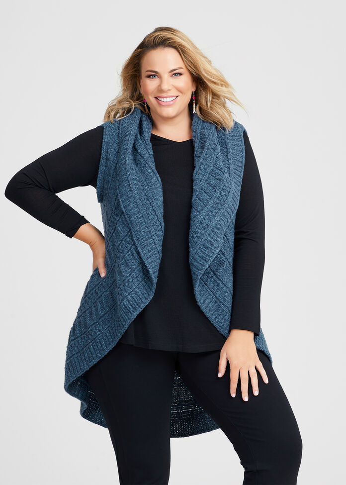 Shop Plus Size Knitted Cascading Vest in Blue | Taking Shape AU