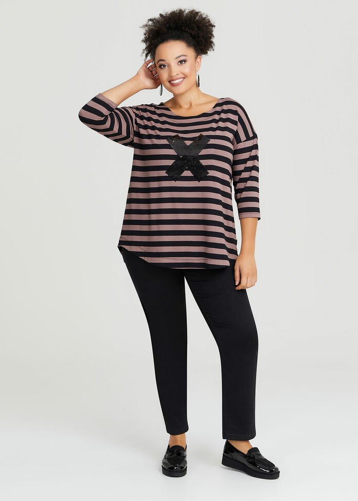 Shop Plus Size Natural Stripe Element Top, White | Taking Shape AU