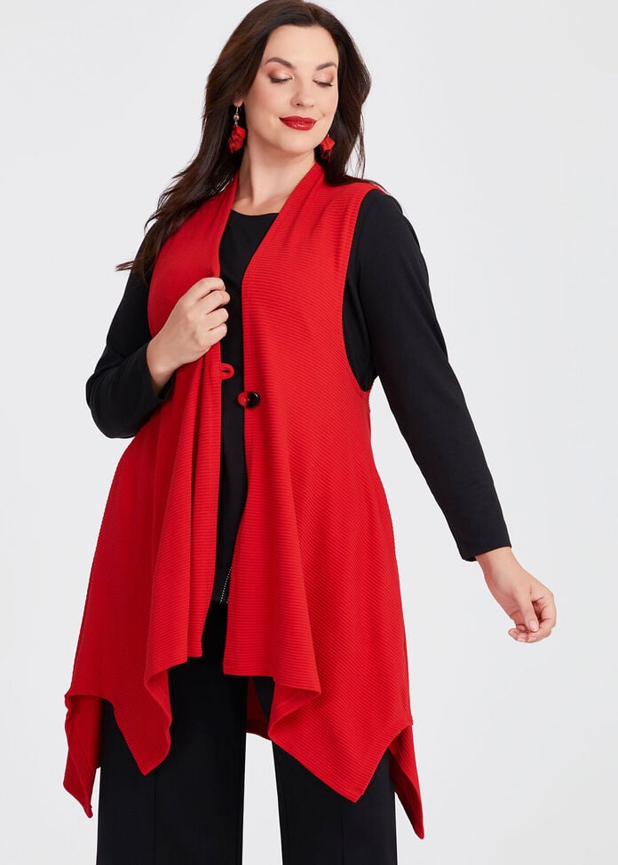 Shop Plus Size Ottoman Rib Swing Natural Vest, Red | Taking Shape NZ