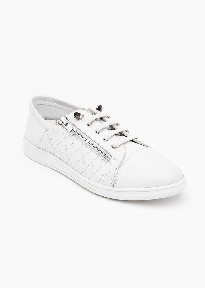 Shop White Leather Side Zip Sneaker | Comfortable Shoes | Taking Shape AU