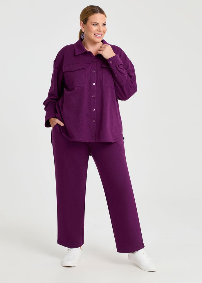 Shop Plus Size Sweat Shacket, Purple | Taking Shape NZ