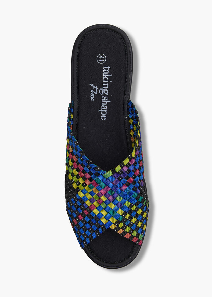 Shop Woven Stretch Flexible Slide | Wide Fit Shoes | Taking Shape AU