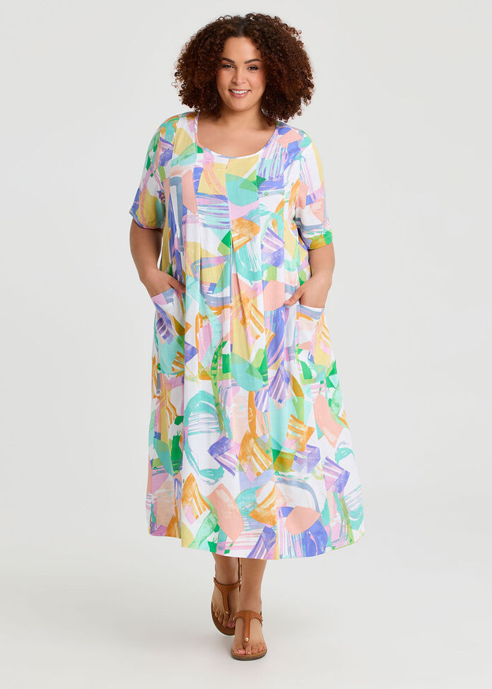 Shop Plus Size Summer Swing Natural Dress, Multi | Taking Shape AU