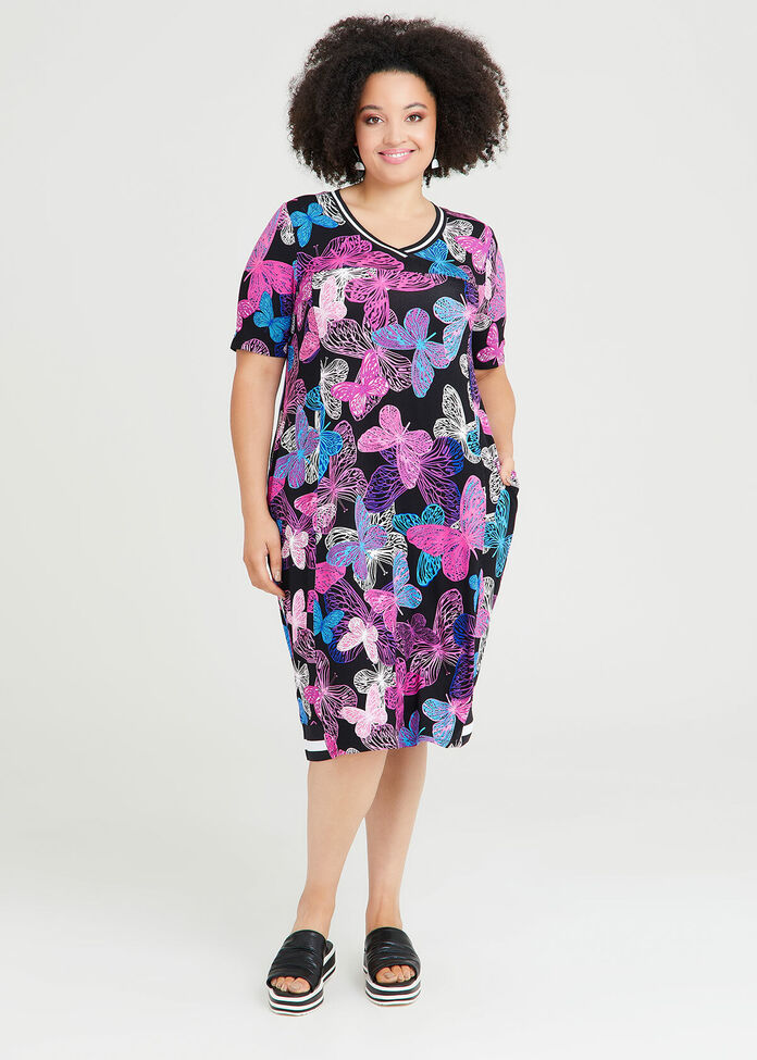 Shop Plus Size Natural Flutter Dress, Multi | Taking Shape AU