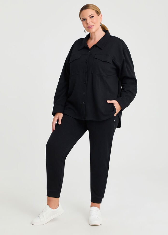 Shop Plus Size Sweat Shacket, Black | Taking Shape NZ