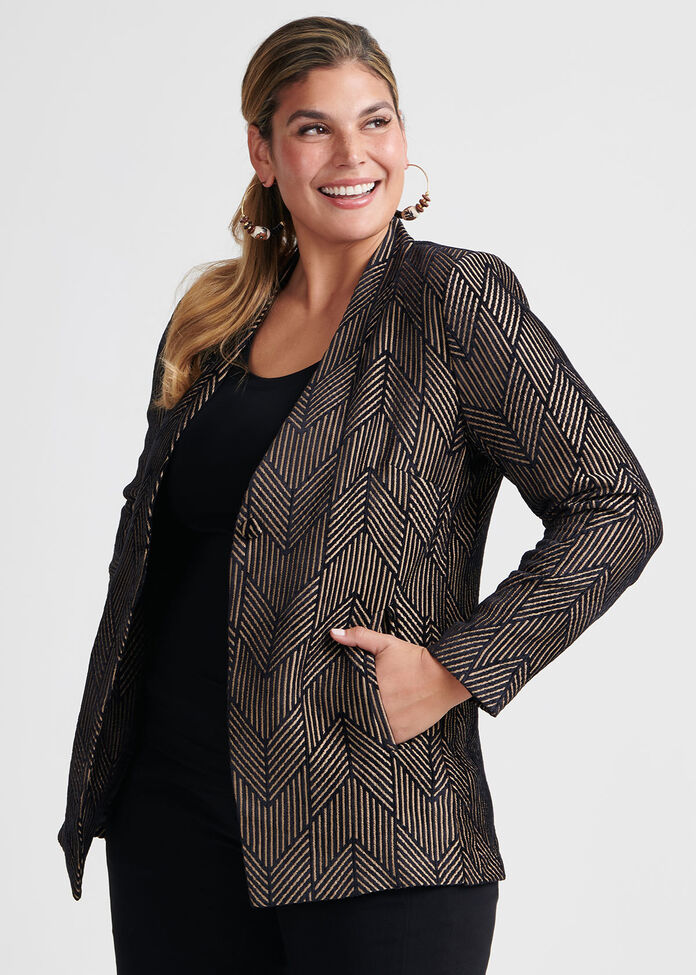Shop Plus Size Chevron Chenille Jacket, Black | Taking Shape AU