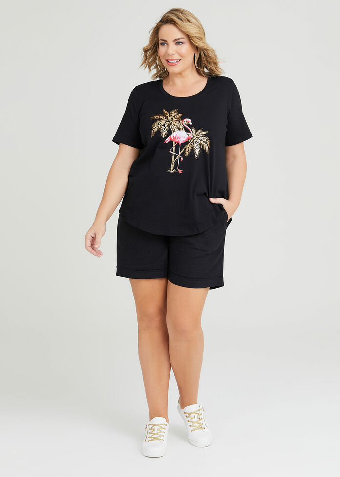 Shop Plus Size Cotton Embellished Flamingo Top, Black | Taking Shape AU