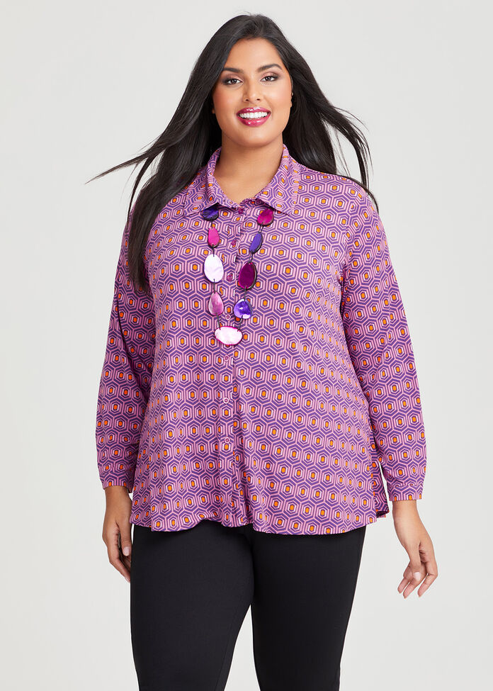 Shop Plus Size Geo Print Knit Shirt, Multi | Taking Shape AU