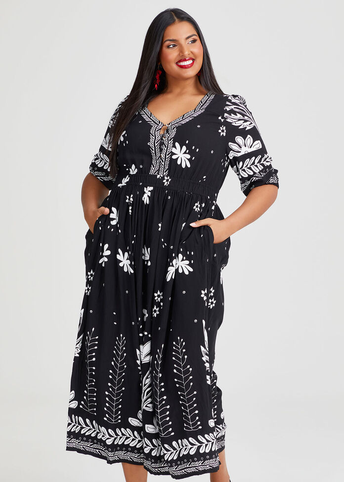 Shop Plus Size Natural Summer Days Dress, Black | Taking Shape NZ