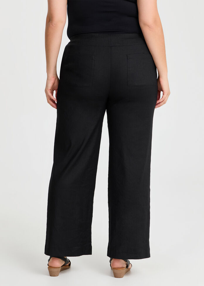 Shop Plus Size Stretch Linen Bea Wide Leg Pant, Black | Taking Shape AU