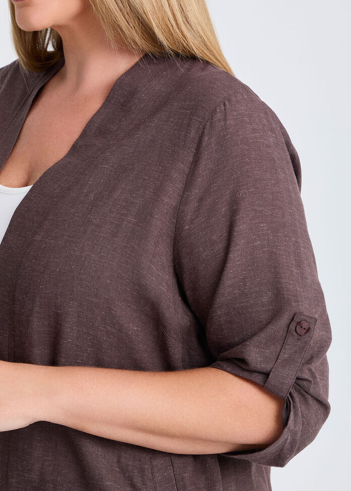 Shop Plus Size Linen Blend Cafe Cardigan, Brown | Taking Shape AU
